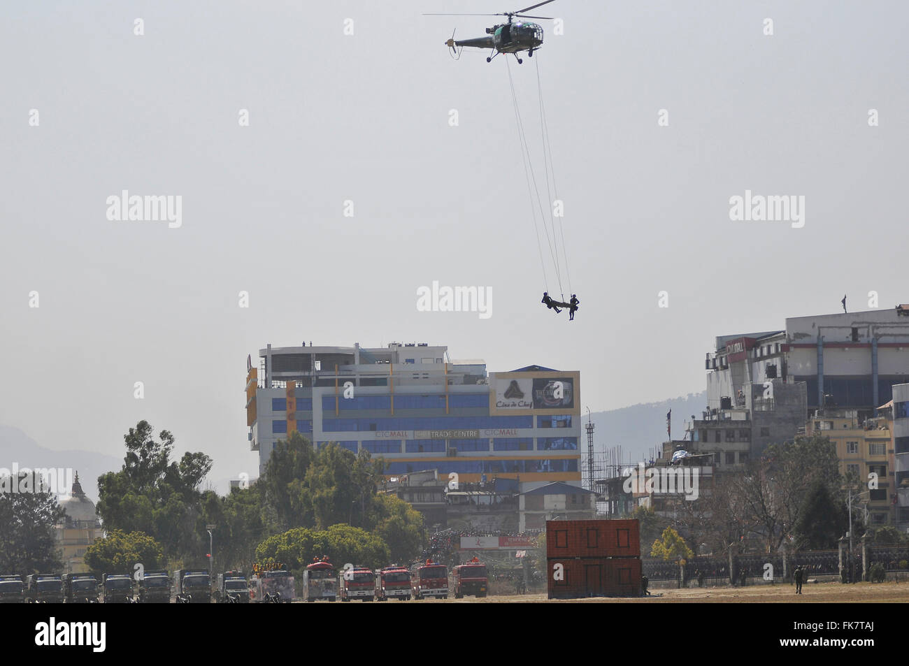 Nepalese Army personels helicopter crew demonstrate to save lives ...
