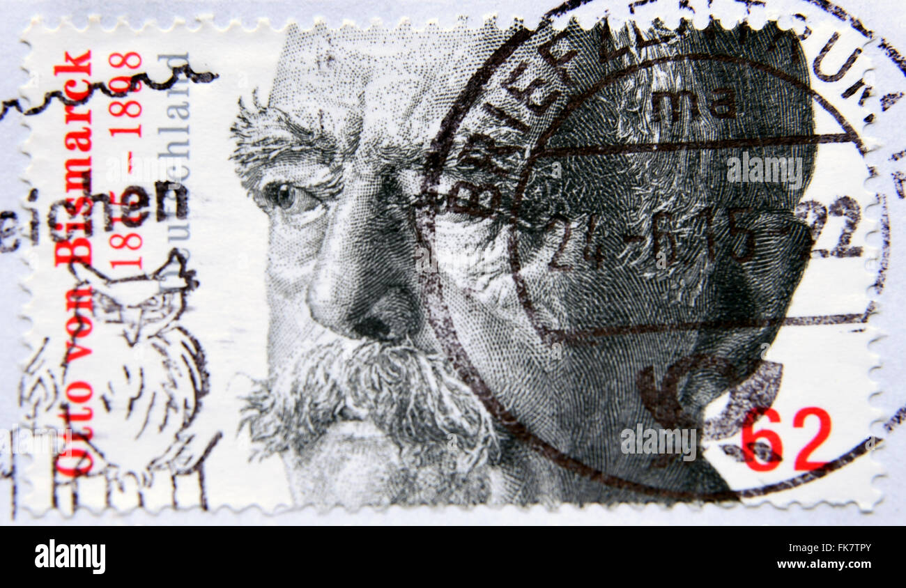 GERMANY - CIRCA 2015: A stamp shows Otto von Bismarck (1815-1898 ...