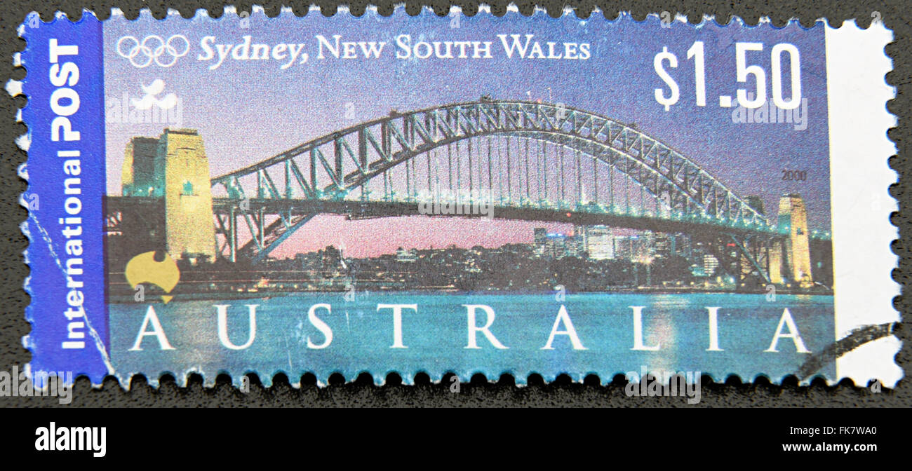 A stamp printed in Australia shows Sydney, New South Wales, 2000 Stock ...