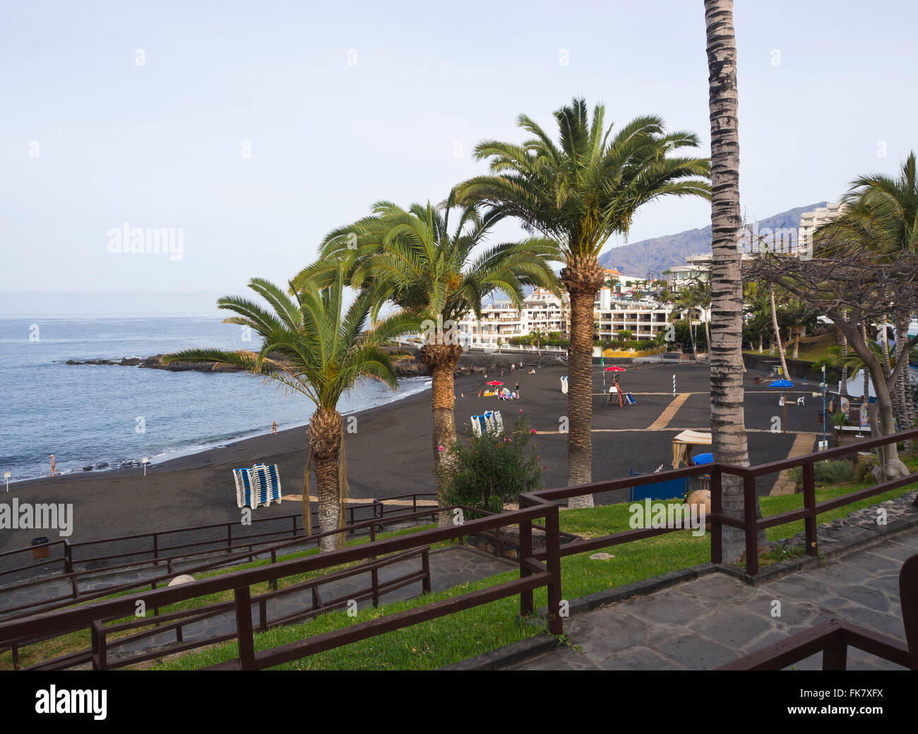 The beach of Playa La Arena a resort town on the west coast of Tenerife ...