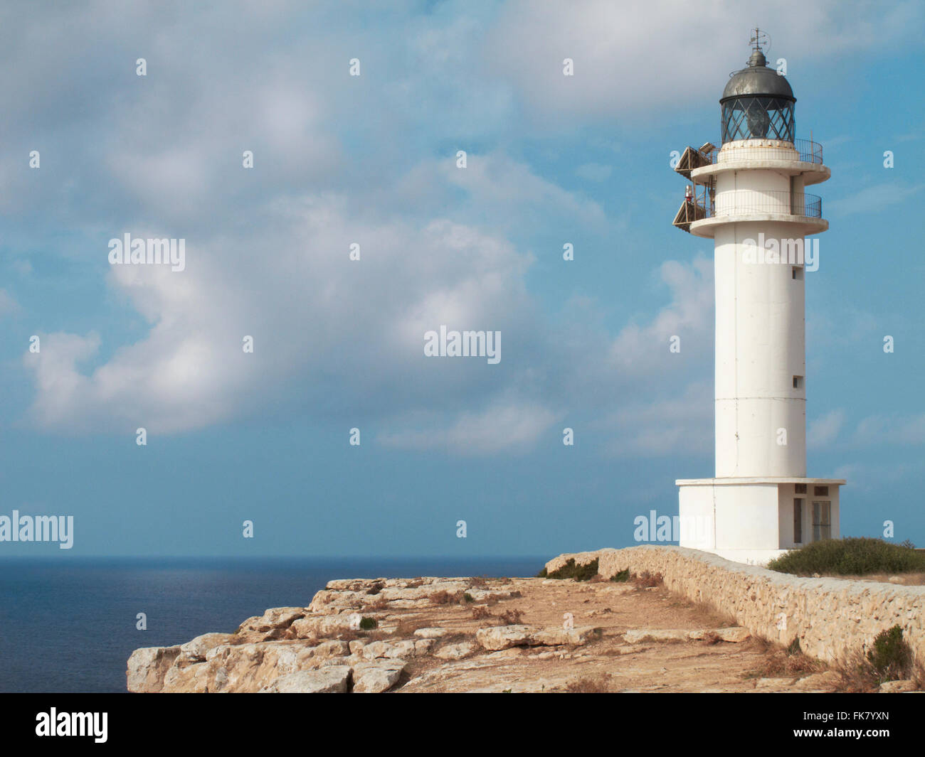 White lighthouse in the mediterranean coast. Horizontal Stock Photo - Alamy