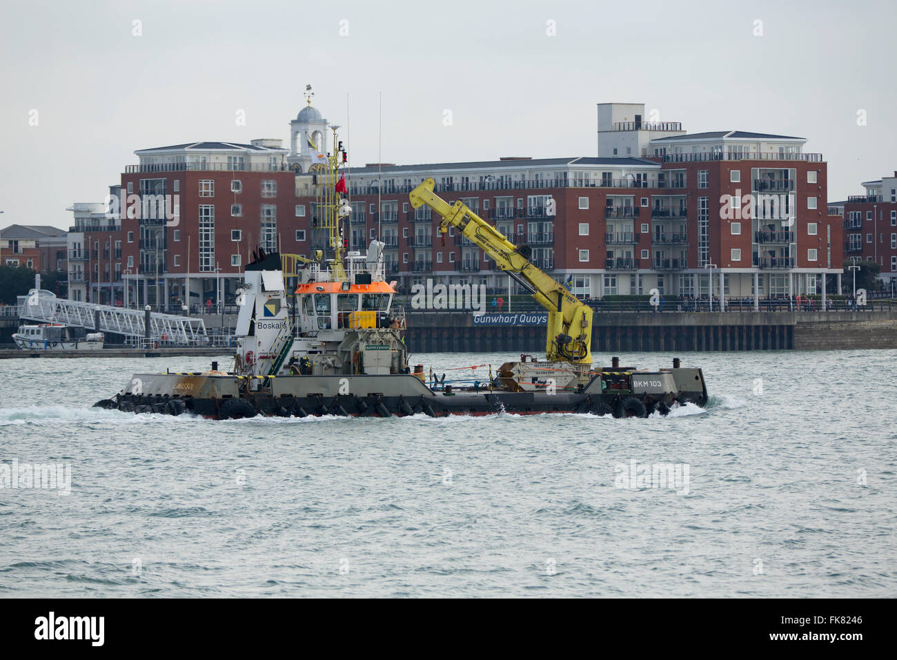 Dredger passing in front gunwharf hi-res stock photography and images ...