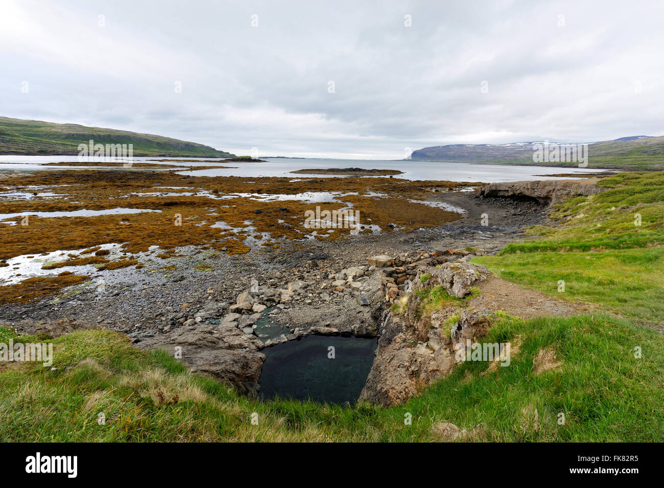 Natural thermal spring ( Hellulaug), Vatnsfjšrdur fjord, Westfjords ...