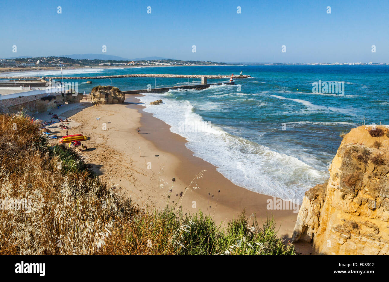 Portugal, Algarve, Lagos, view of Praia da Batata, Batata Beach Stock ...