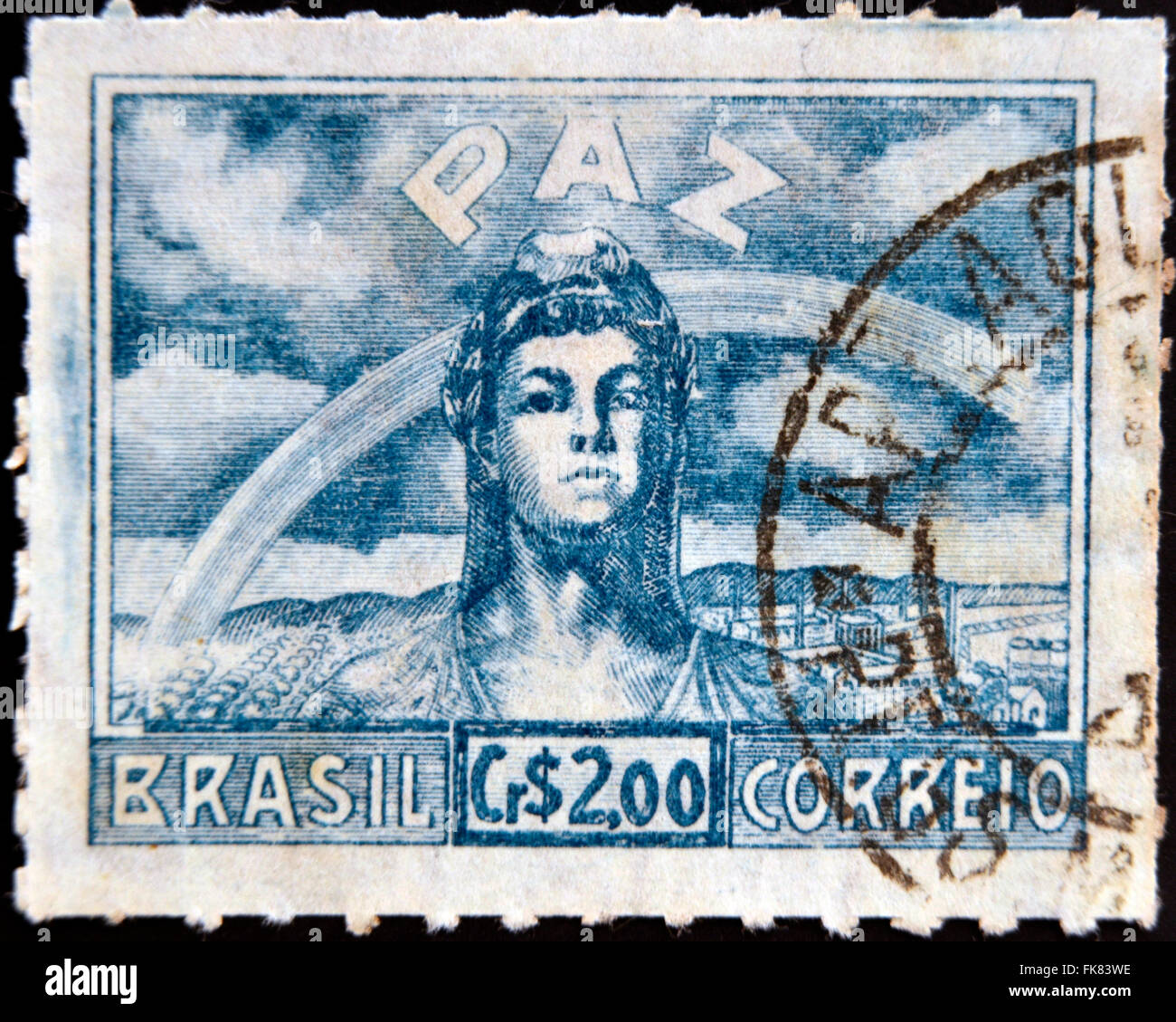 BRAZIL - CIRCA 1945: A stamp printed in Brazil dedicated to to the ...