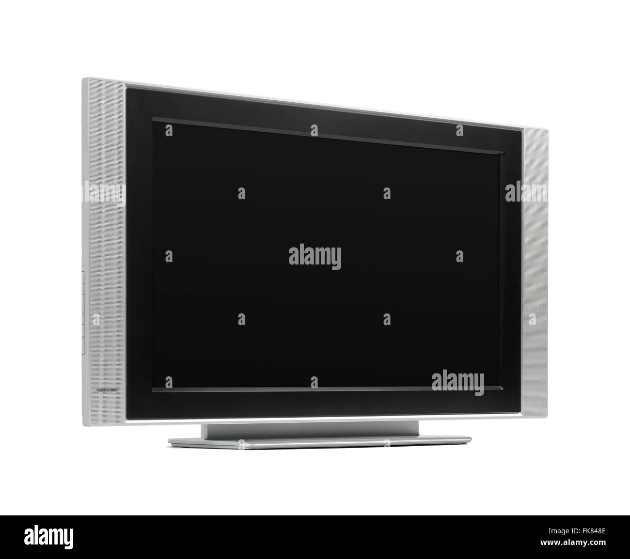 Flatscreen tv in grey and black tone isolated on white. Horizontal ...