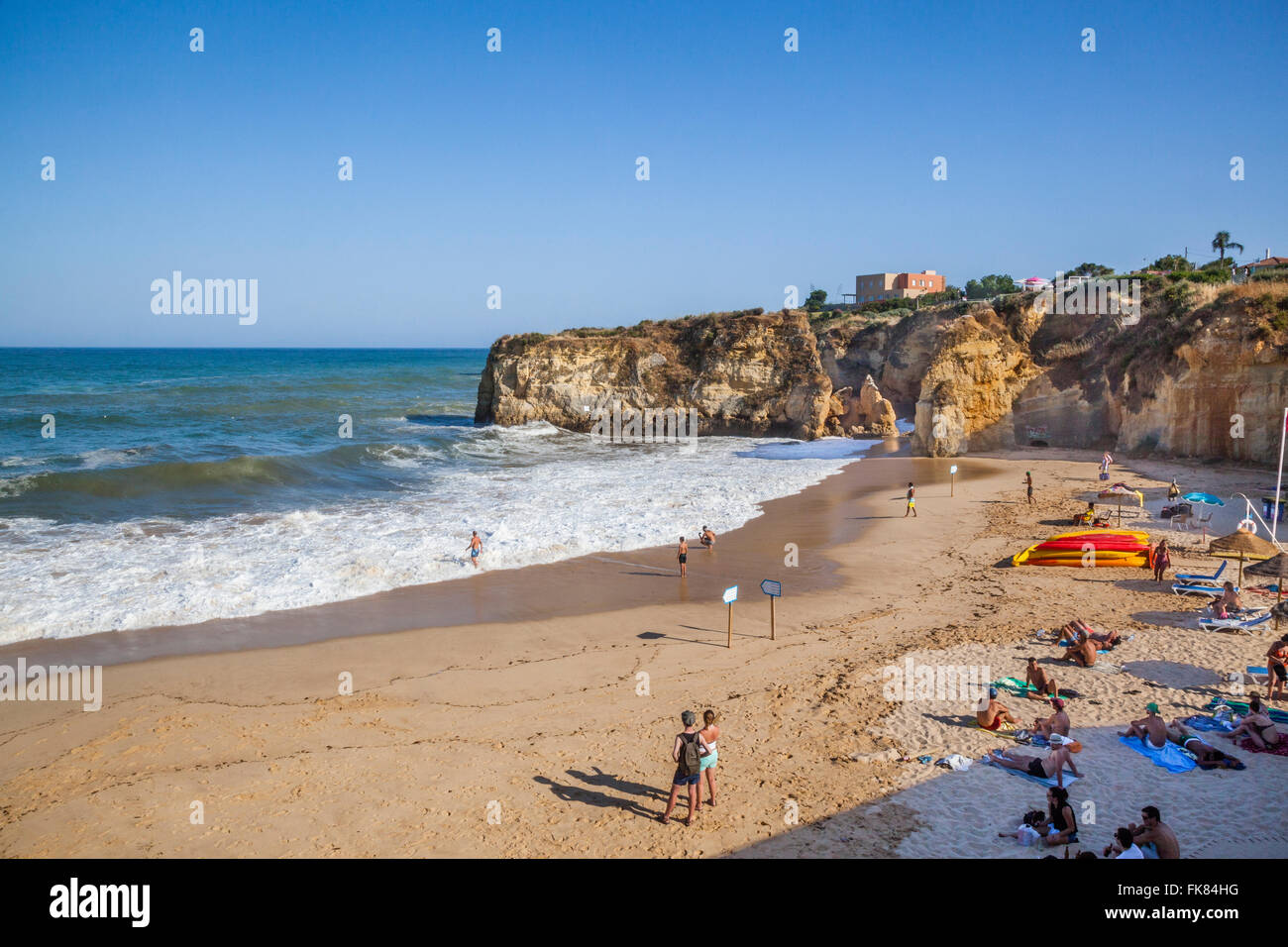 Portugal, Algarve, Lagos, view of Praia da Batata, Batata Beach Stock ...