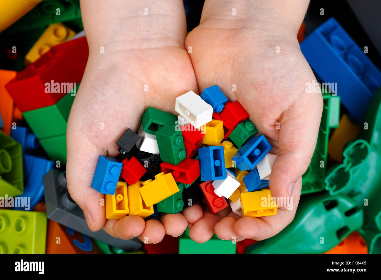 Tambov, Russian Federation - February 20, 2015 Lego Bricks in child ...