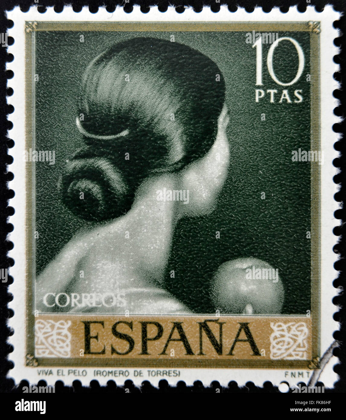 SPAIN - CIRCA 1965: stamp printed in Spain shows painting of Back of ...