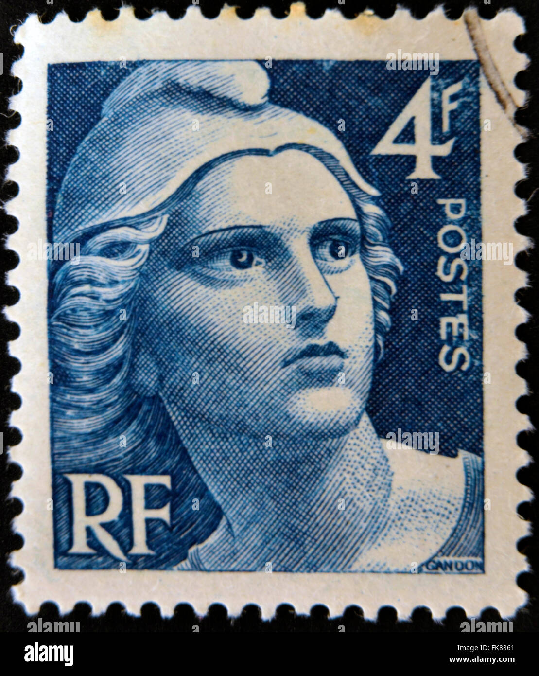 FRANCE - CIRCA 1945: A stamp printed in France shows Marianne, circa ...