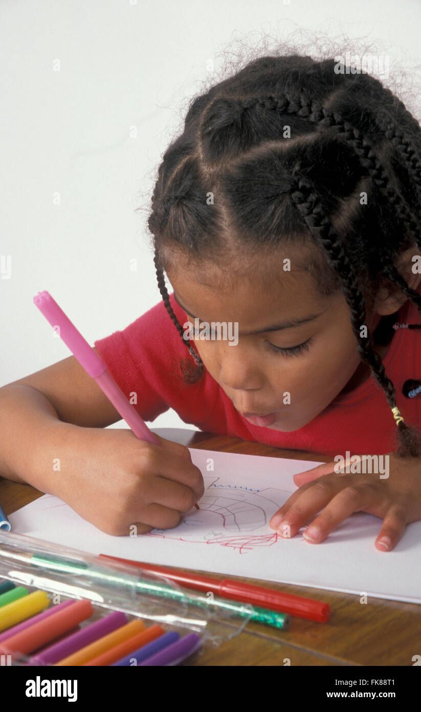 child drawing and colouring Stock Photo - Alamy