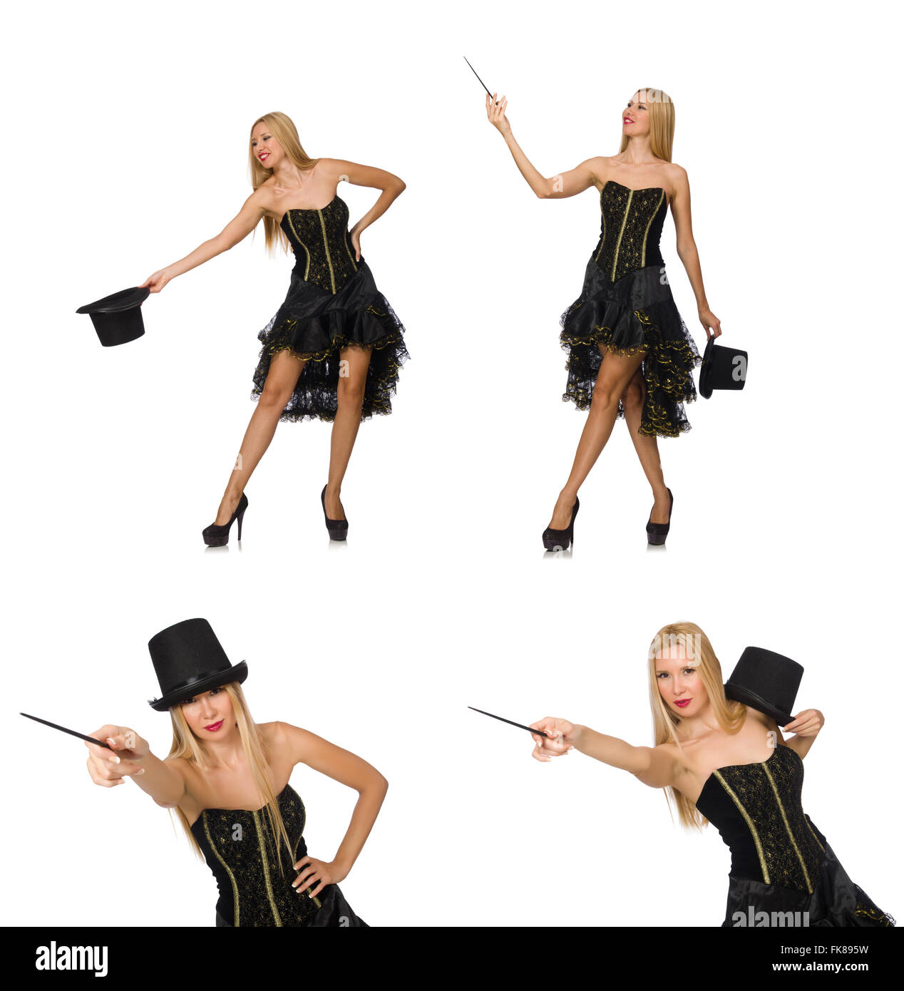 Composite photo of woman doing tricks Stock Photo - Alamy