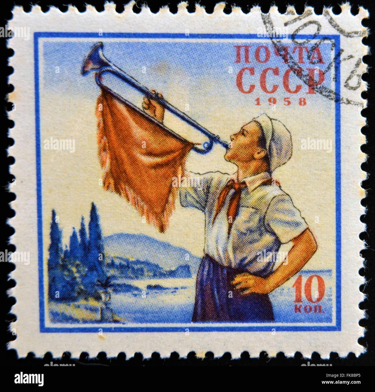 USSR - CIRCA 1958: A stamp printed in USSR shows image of Pionier with ...