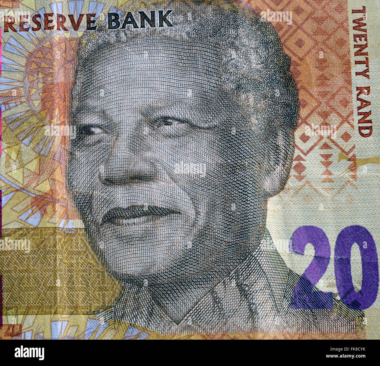 SOUTH AFRICA - CIRCA 2014: Nelson Mandela on 20 Rand 2014 Banknote from ...