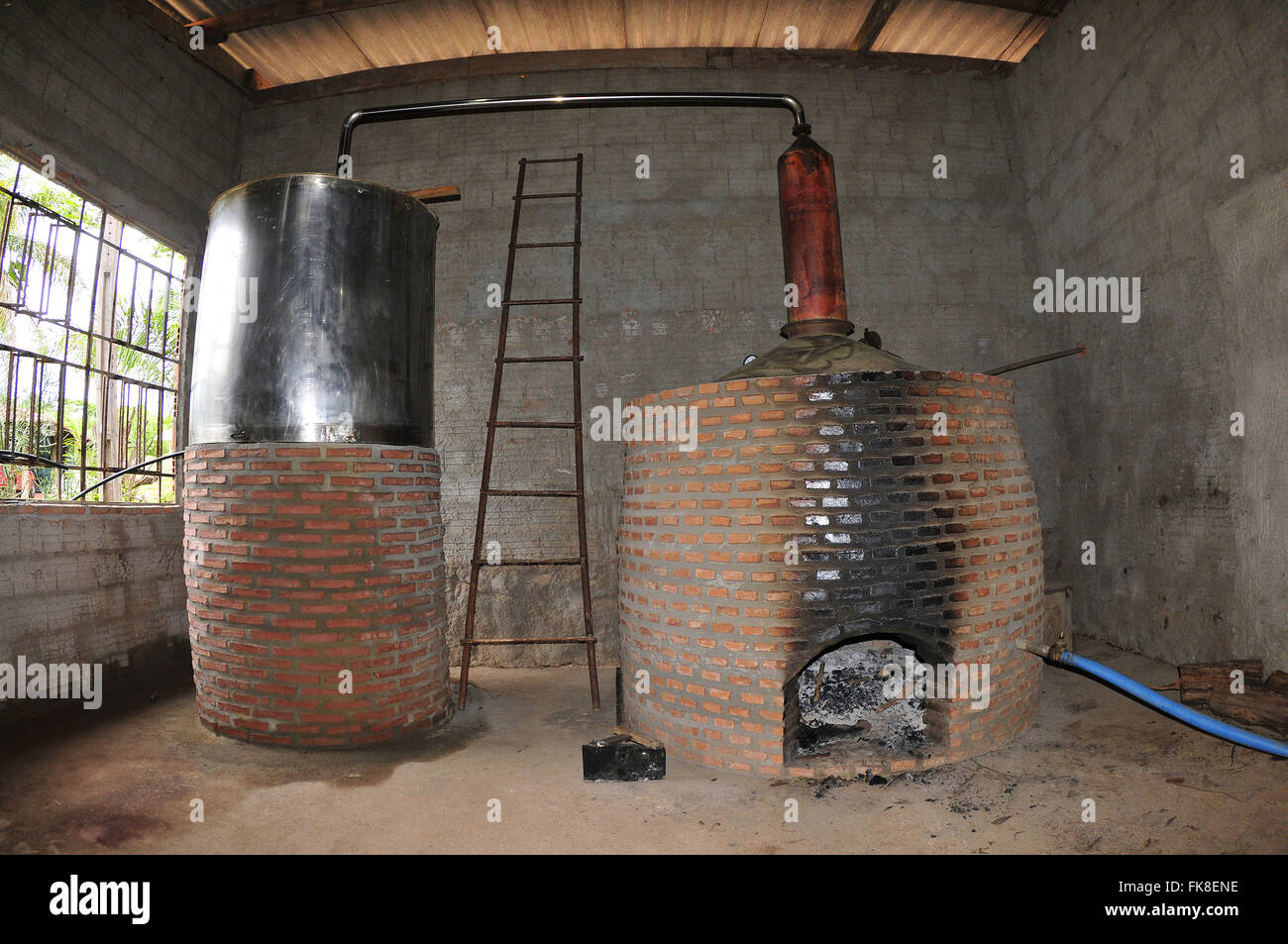 Distillation of cane sugar process for the production of cachaca Stock ...