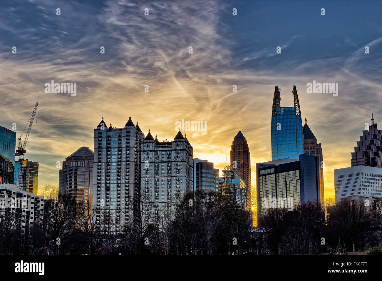 Downtown Atlanta sunset with buildings in the foreground Stock Photo ...