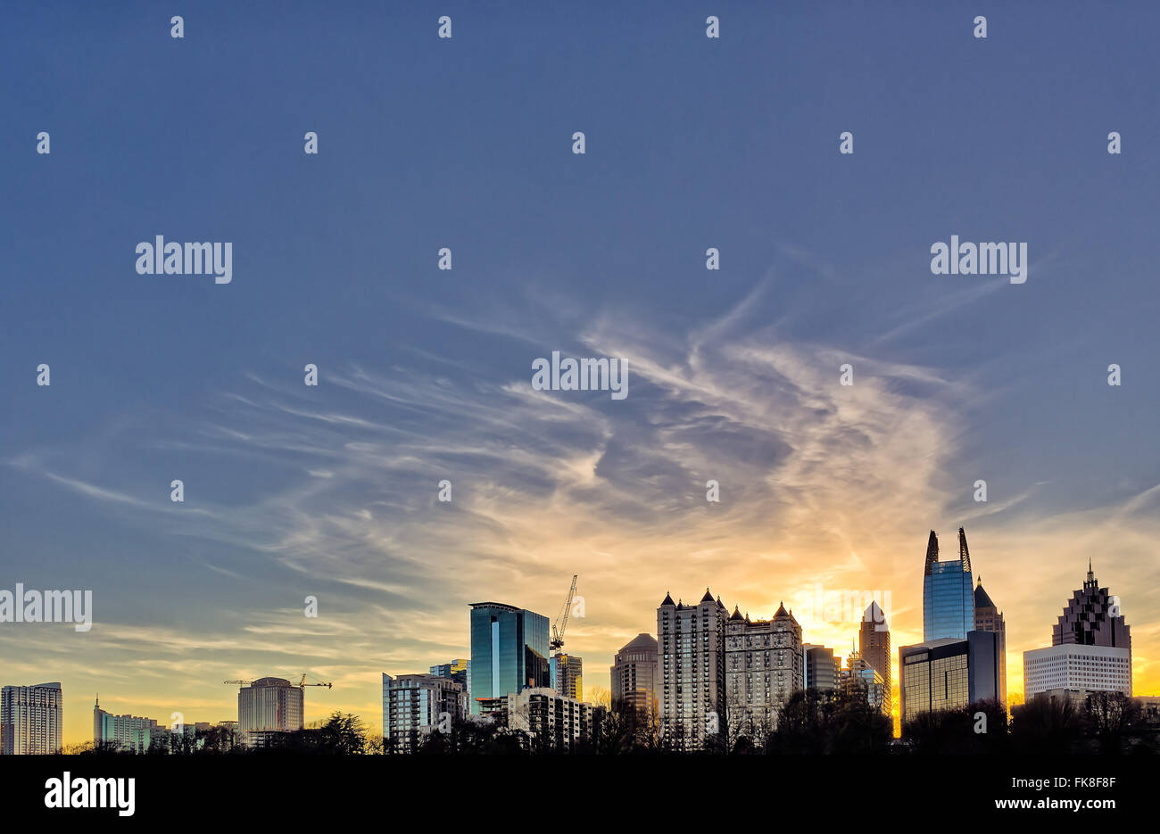 Downtown Atlanta sunset with buildings in the foreground Stock Photo ...