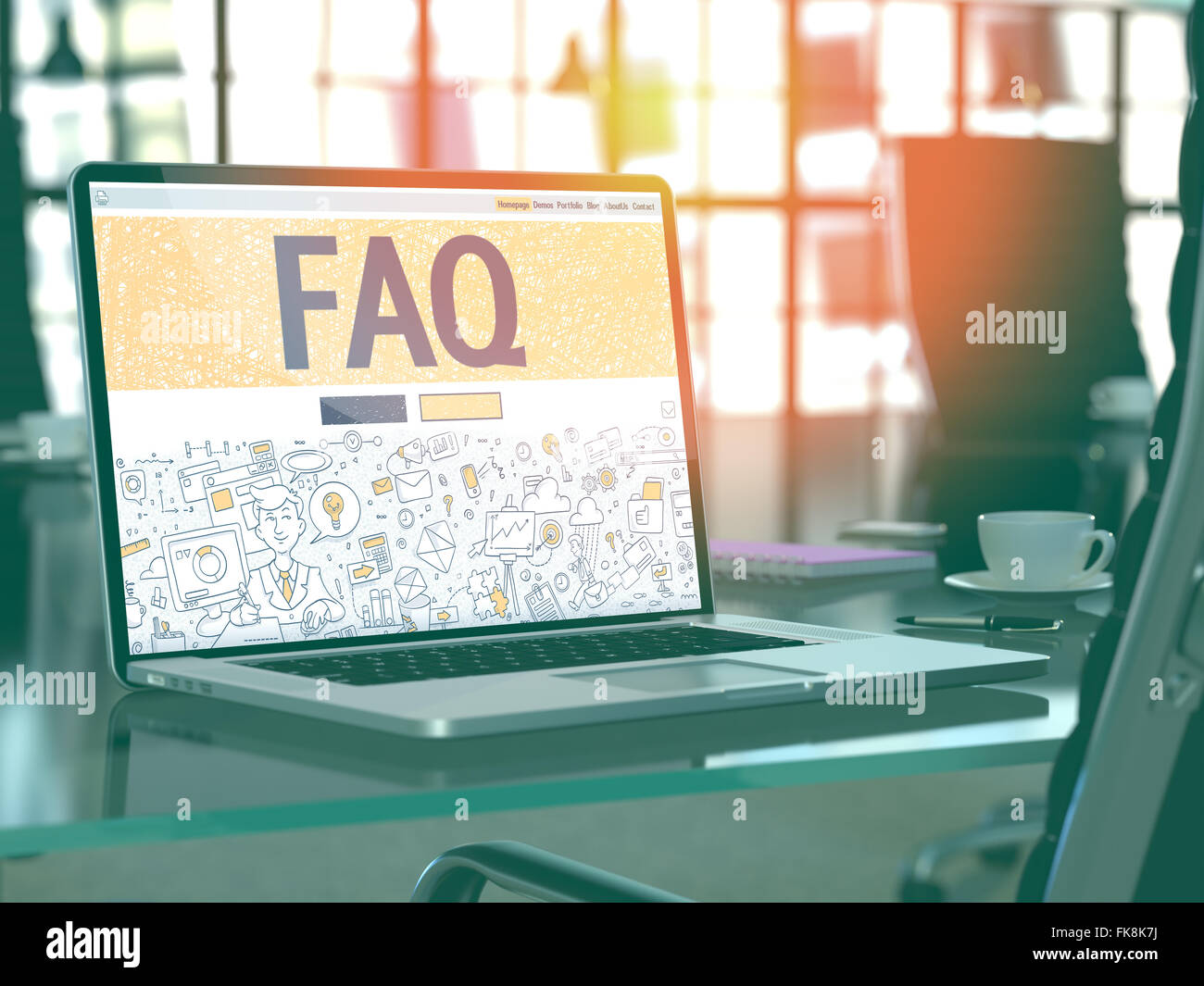 FAQ - Concept on Laptop Screen Stock Photo - Alamy