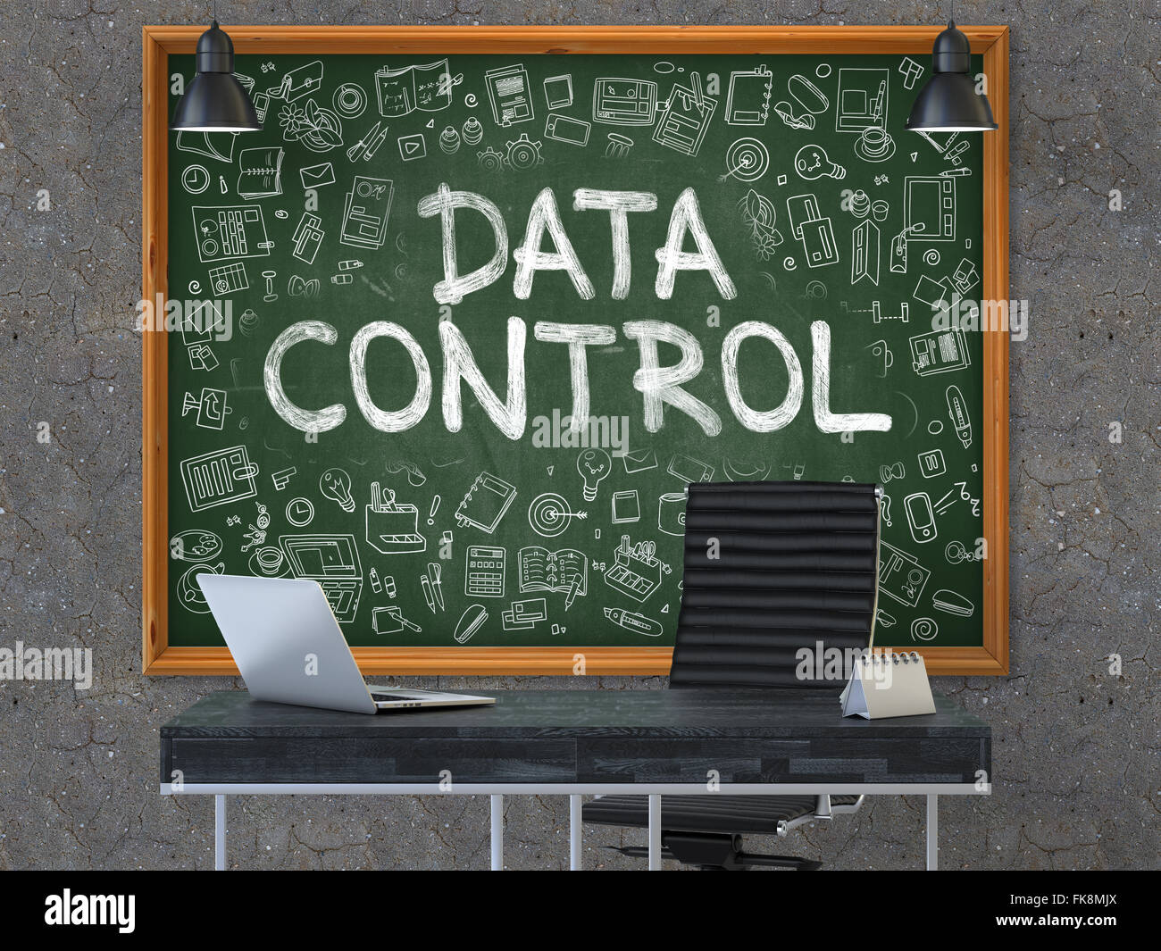 Hand Drawn Data Control on Office Chalkboard Stock Photo - Alamy