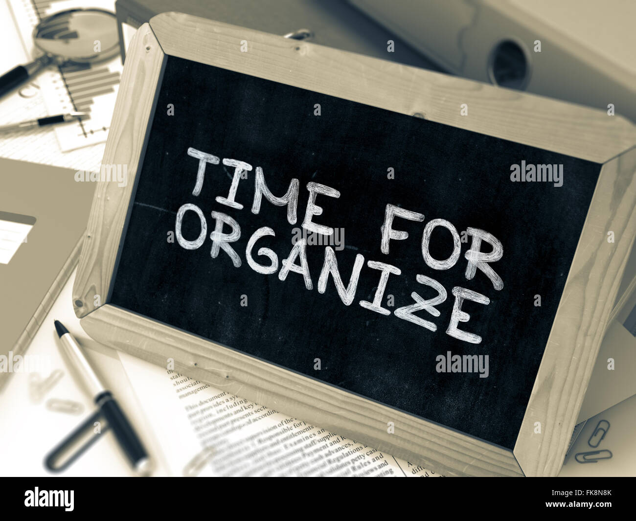 Time for Organize - Chalkboard with Hand Drawn Text Stock Photo - Alamy