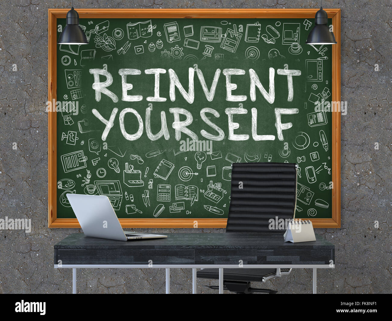 Hand Drawn Reinvent Yourself on Office Chalkboard Stock Photo - Alamy
