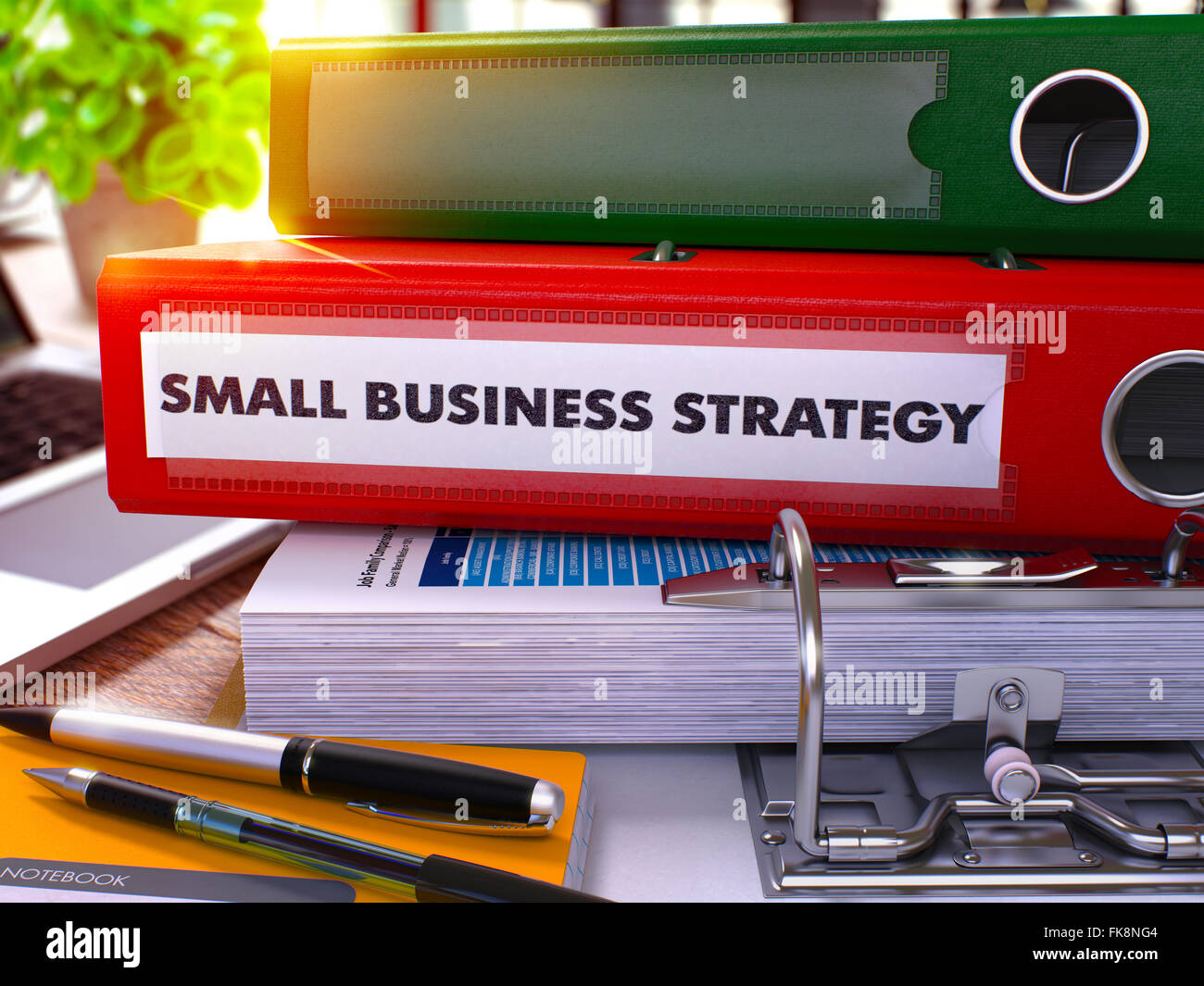 Small Business Strategy on Red Office Folder. Toned Image Stock Photo ...