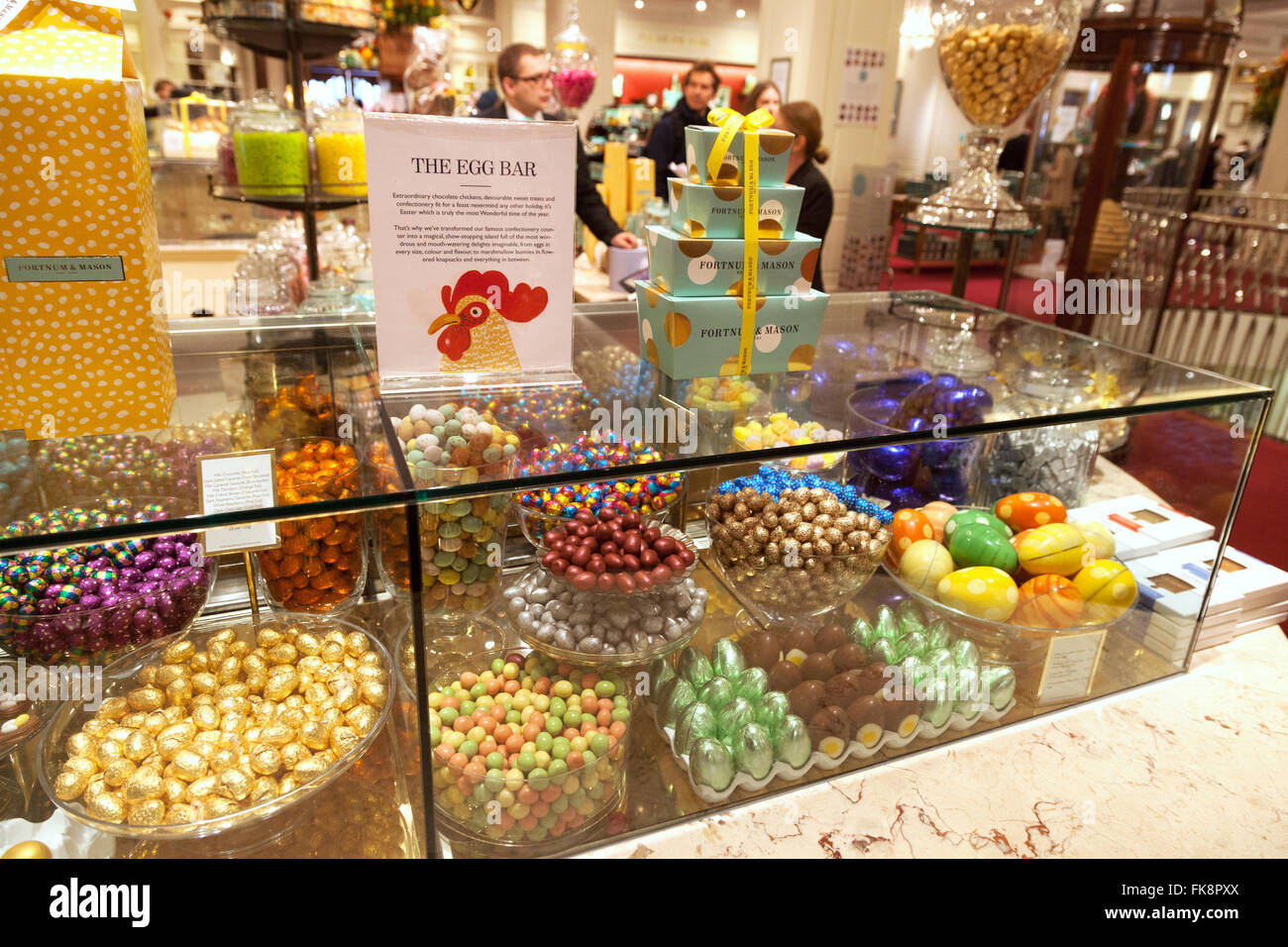 Chocolate easter egg counter, Fortnum and Mason department store ...