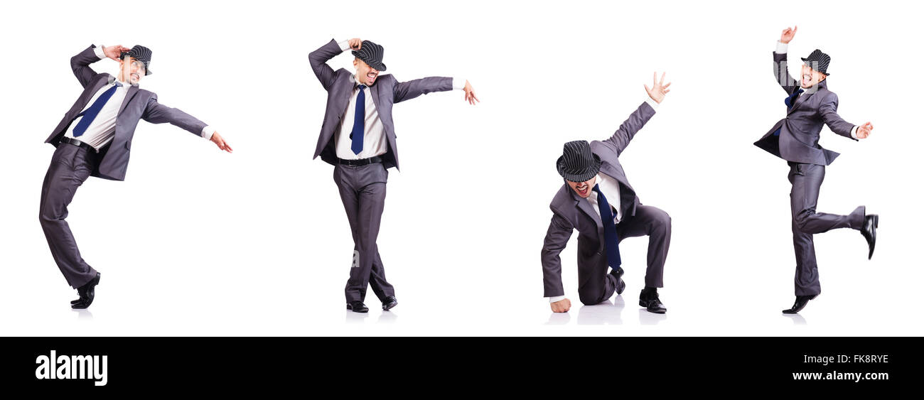 Dancing businessman isolated on white Stock Photo - Alamy