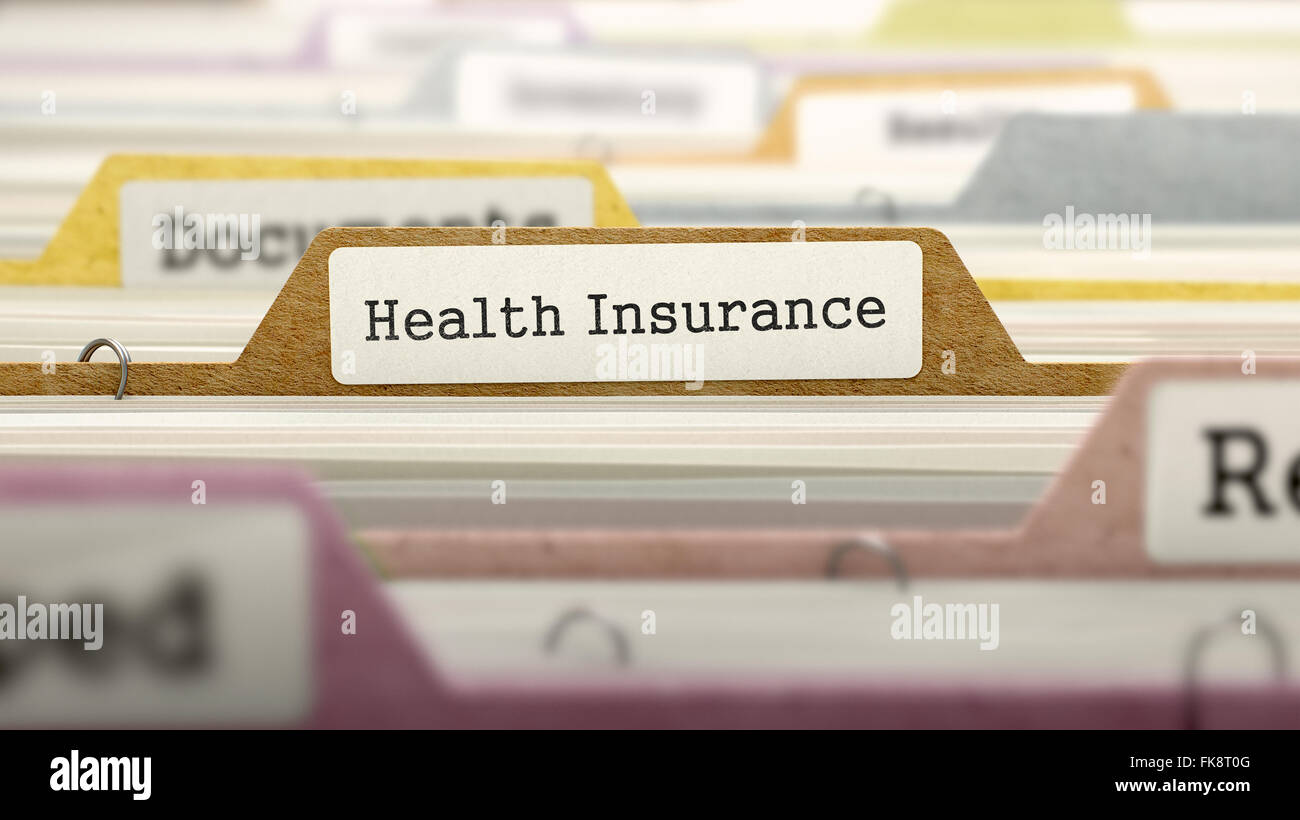 Folder in Catalog Marked as Health Insurance Stock Photo - Alamy