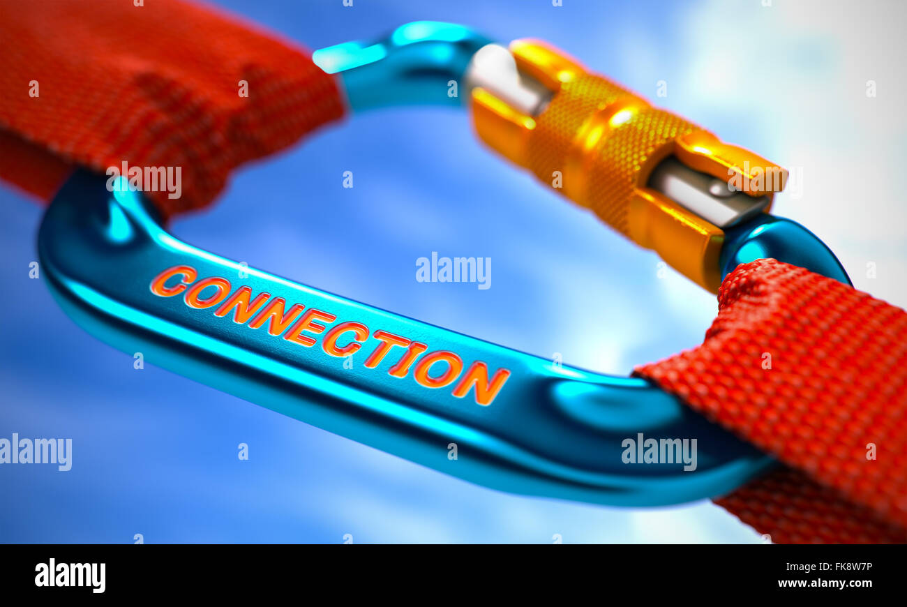 Connection on Blue Carabine with Red Ropes Stock Photo - Alamy