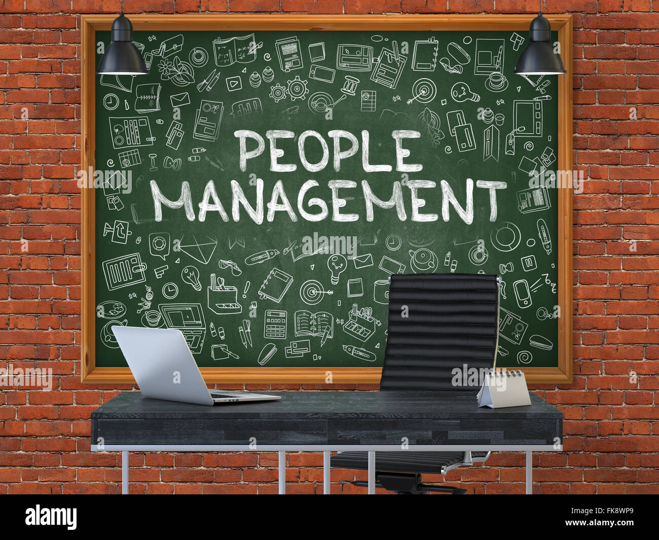 People Management Concept. Doodle Icons on Chalkboard Stock Photo - Alamy