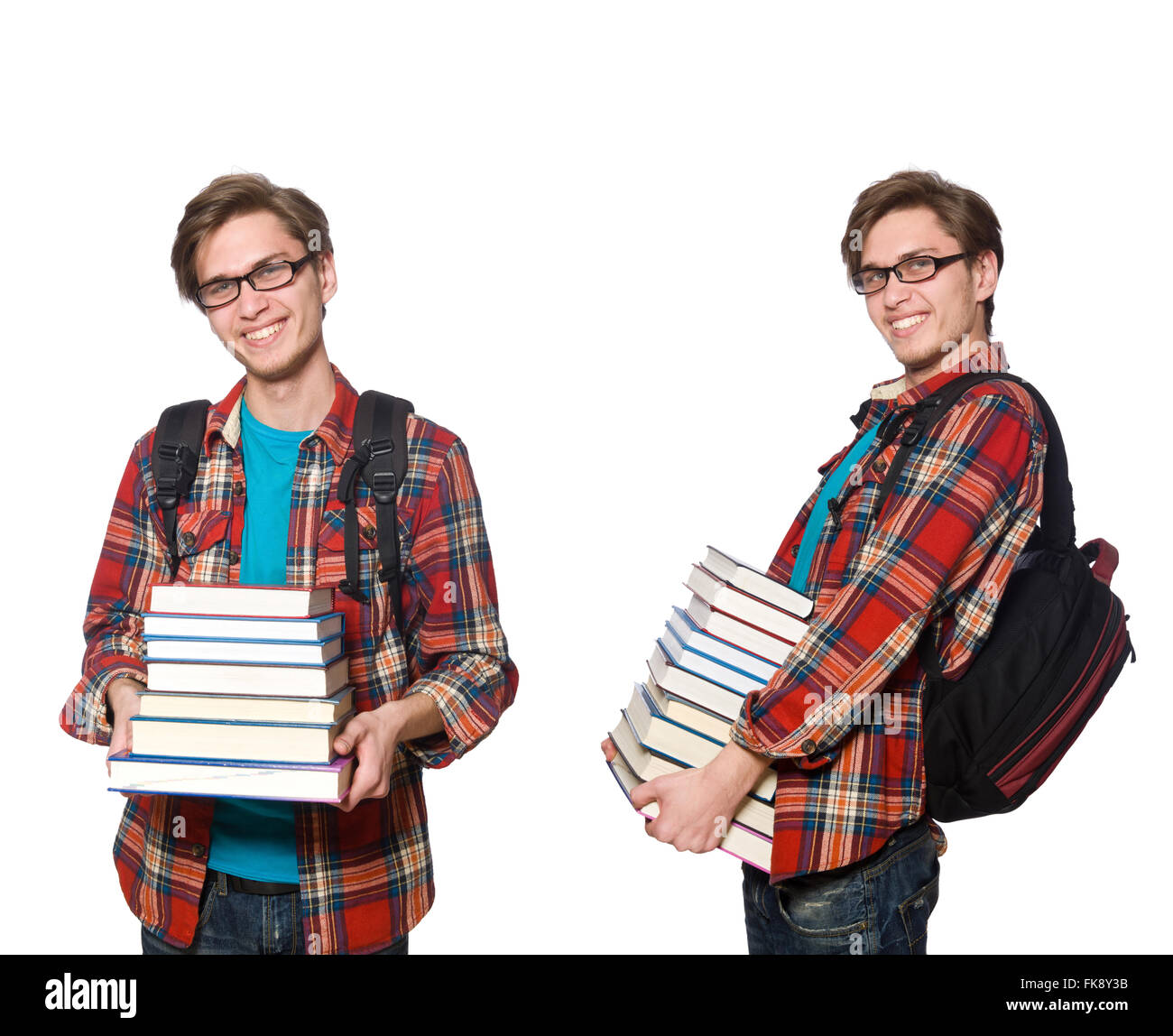 Composite photo of student with books Stock Photo - Alamy