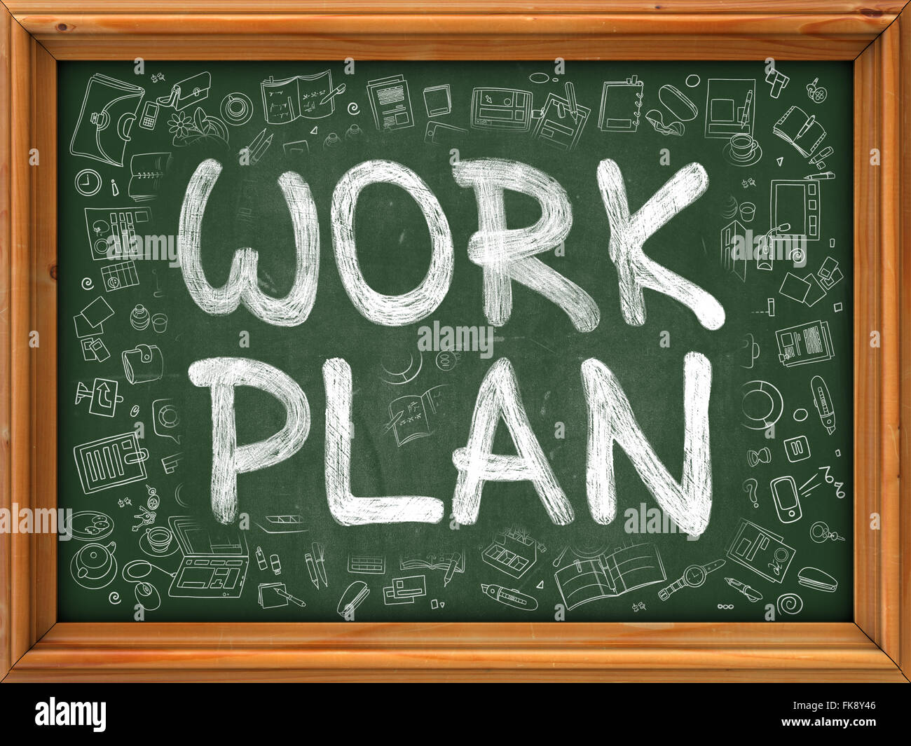 Work Plan Concept. Doodle Icons on Chalkboard Stock Photo - Alamy