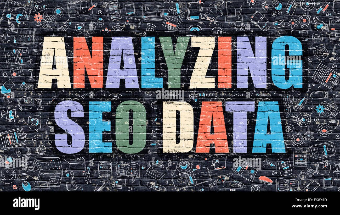 Analyzing SEO Data Concept with Doodle Design Icons Stock Photo - Alamy