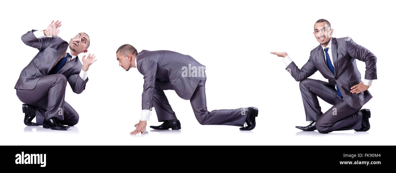 Businessman in various poses isolated on white Stock Photo - Alamy