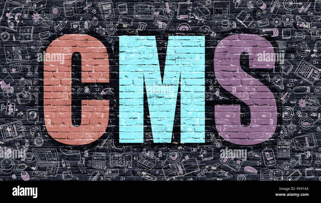 CMS in Multicolor. Doodle Design Stock Photo - Alamy
