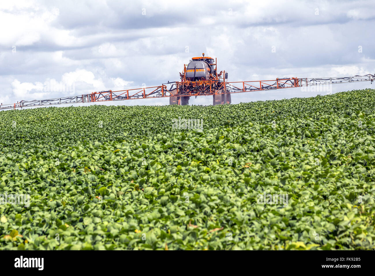 Defensive spraying machine agricultural soybean plantation in the ...