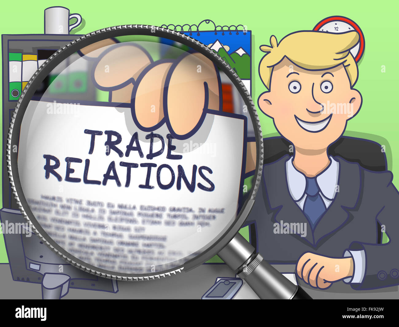 Trade Relations through Lens. Doodle Design Stock Photo - Alamy