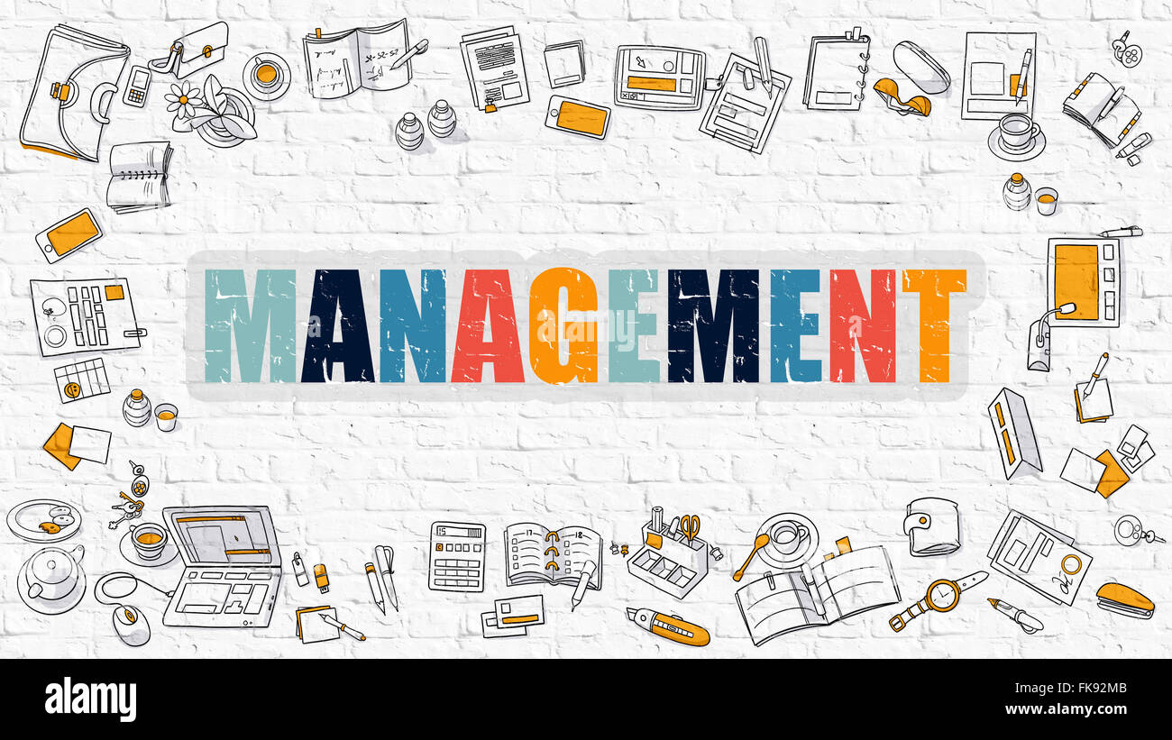 Management Concept with Doodle Design Icons Stock Photo - Alamy