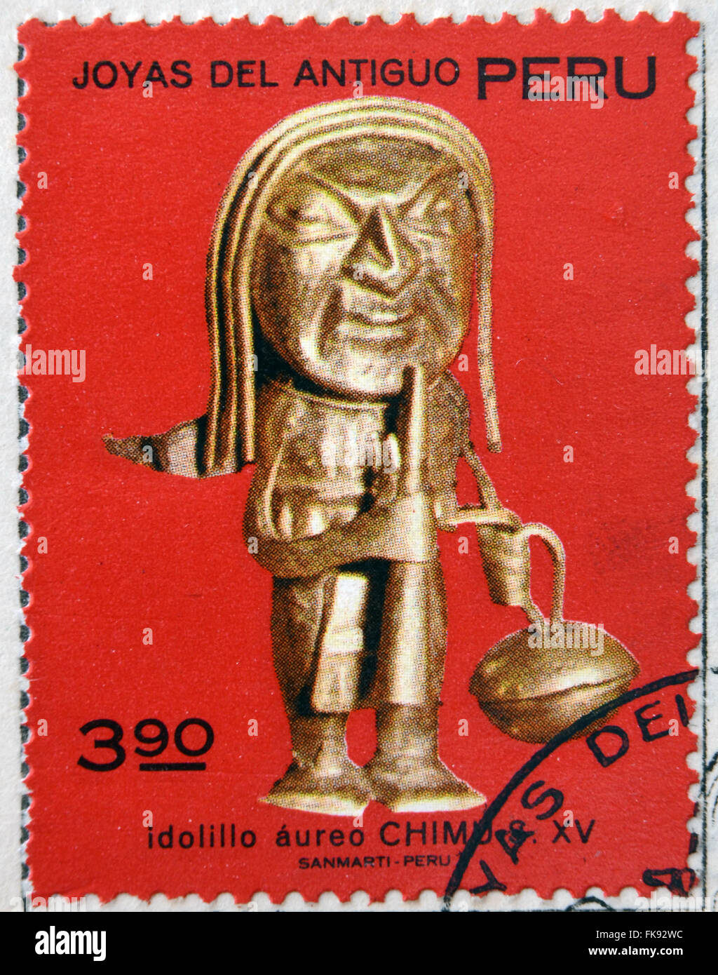 PERU - CIRCA 1972: A stamp printed in Peru dedicated to jewels of ...