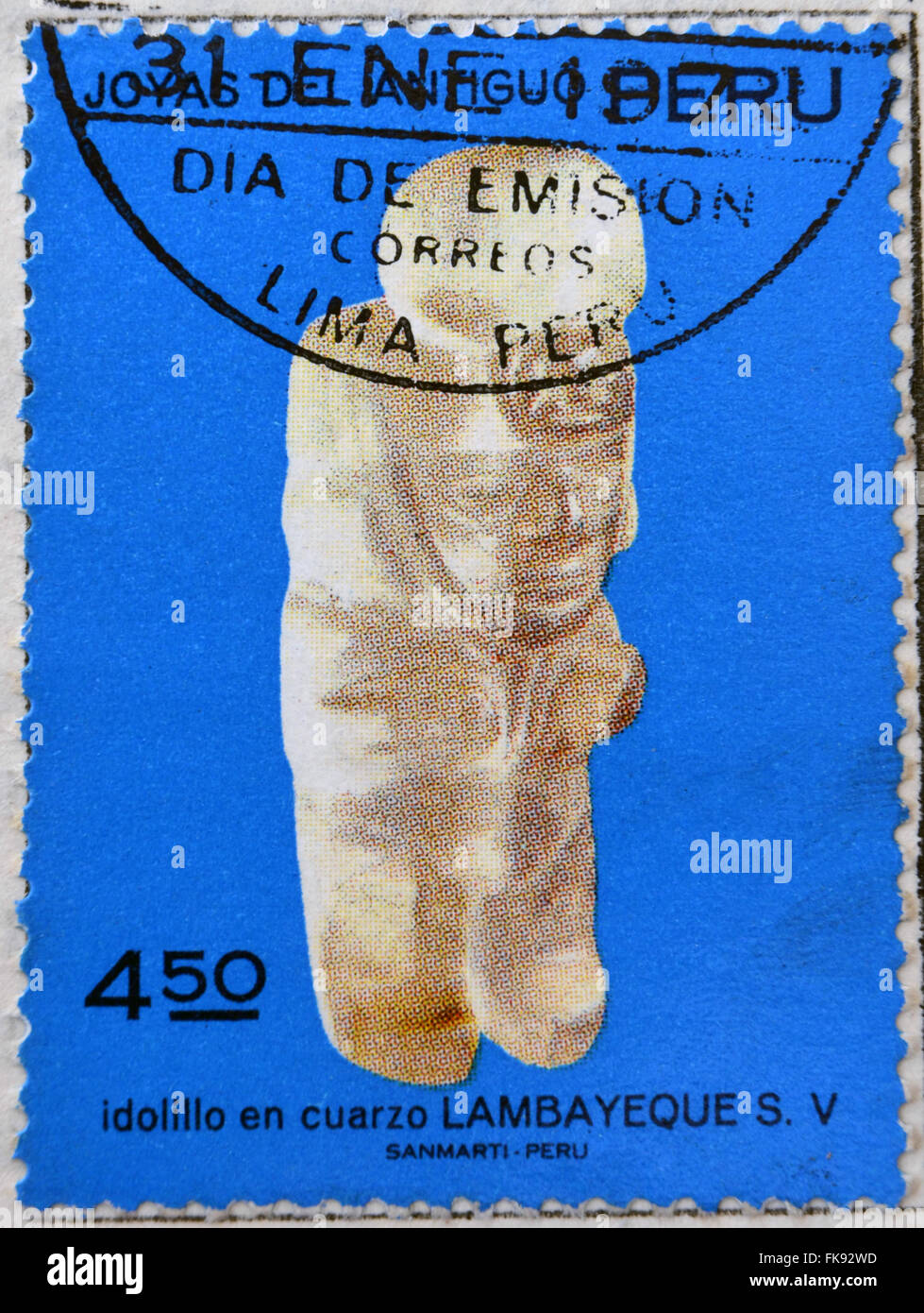 PERU - CIRCA 1972: A stamp printed in Peru dedicated to jewels of ...