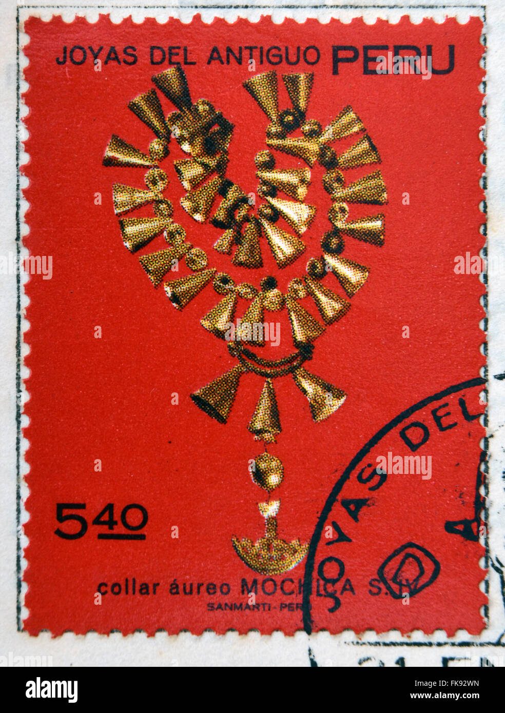 PERU - CIRCA 1972: A stamp printed in Peru dedicated to jewels of ...
