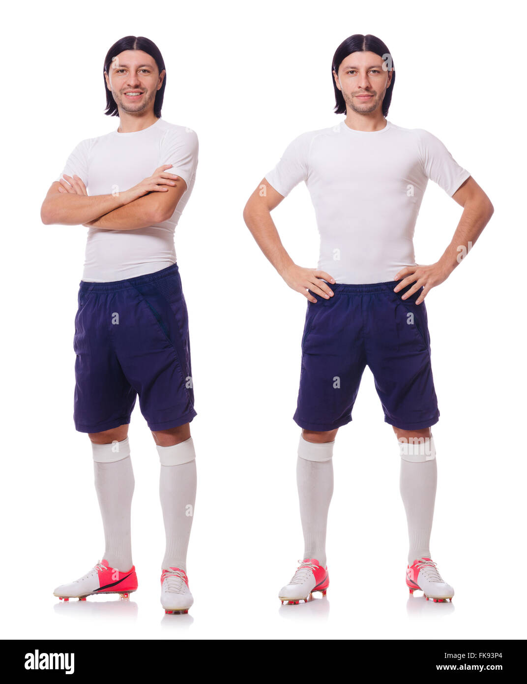 Young male football player isolated on white Stock Photo - Alamy