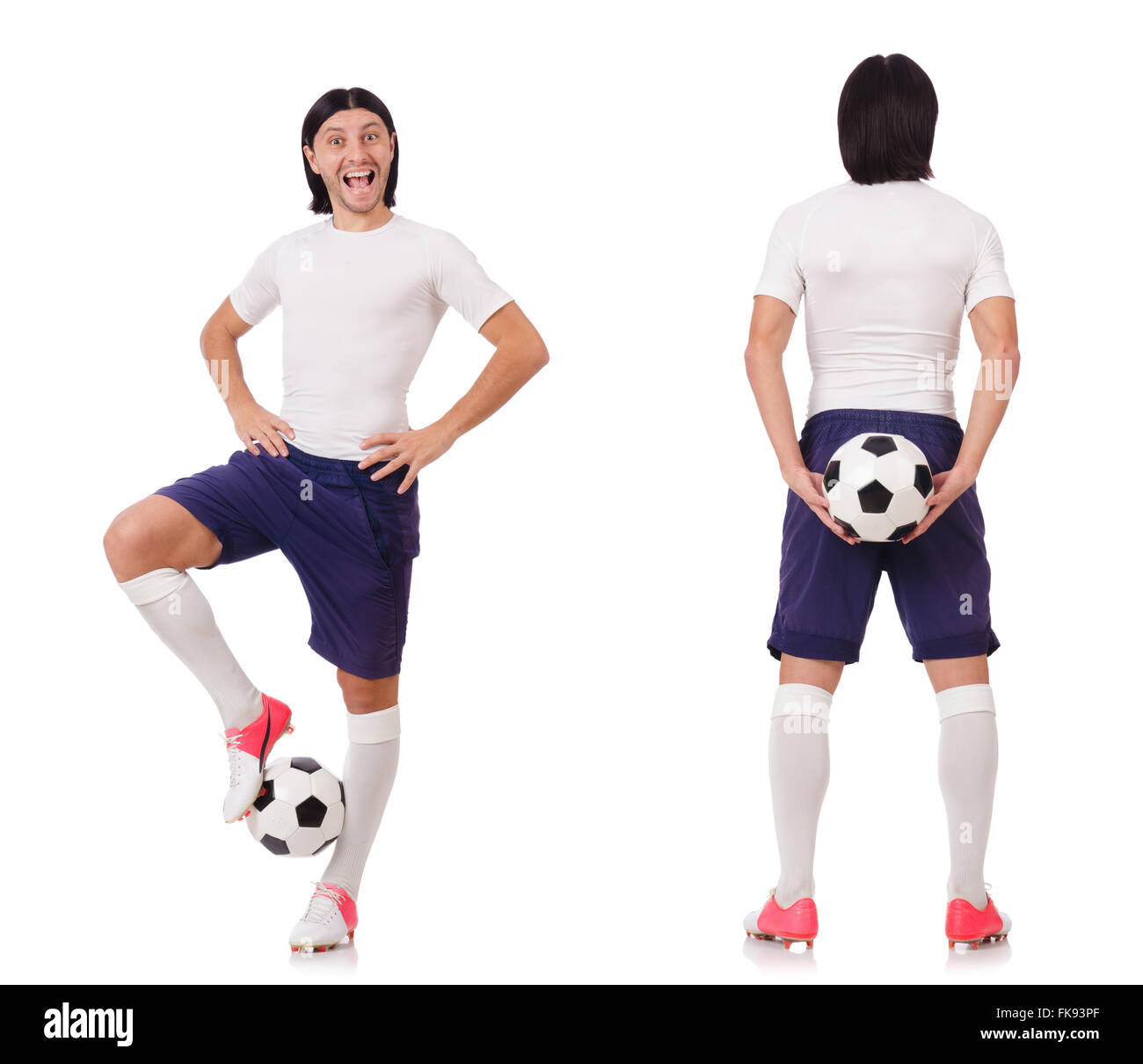 Young male football player isolated on white Stock Photo - Alamy