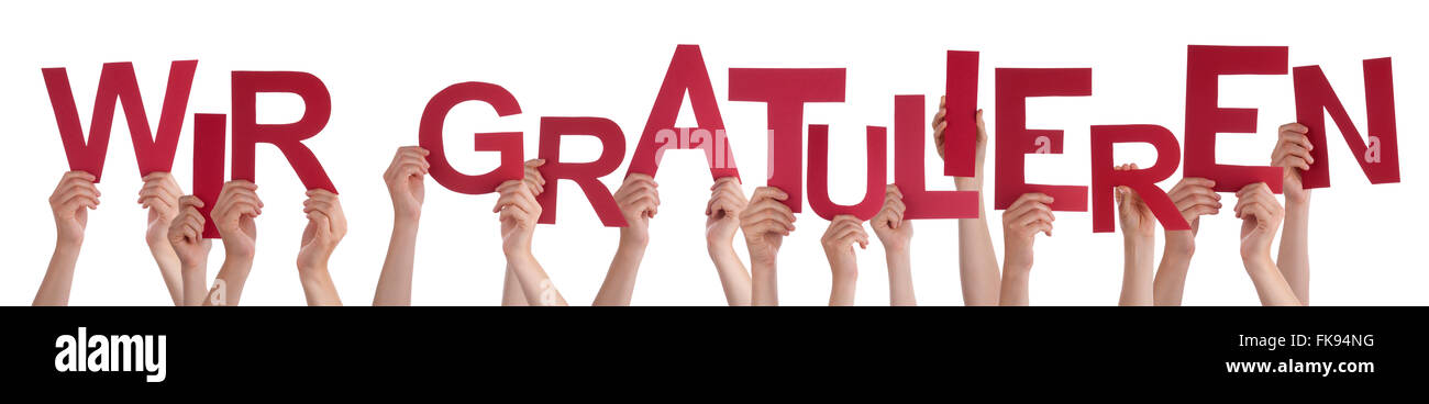 People German Word Wir Gratulieren Means Congratulation Stock Photo - Alamy