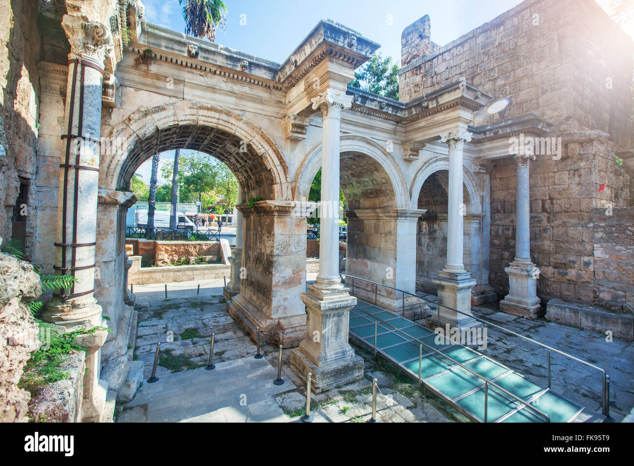 Hadrian's Gate in old city of Antalya Stock Photo - Alamy
