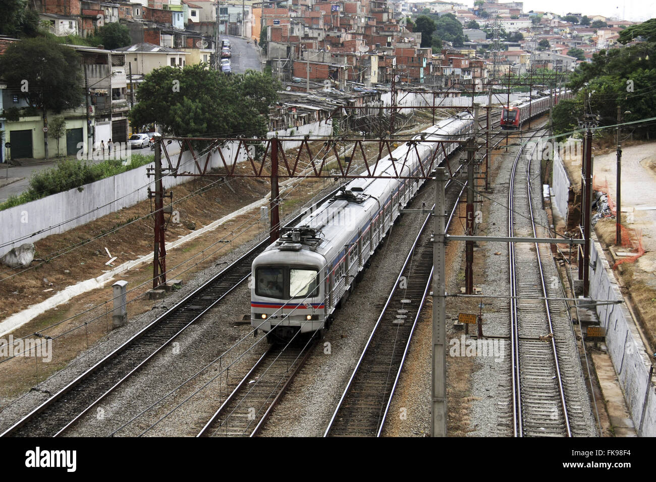 CPTM train between stations Piqueri and Pirituba - north of the city of ...