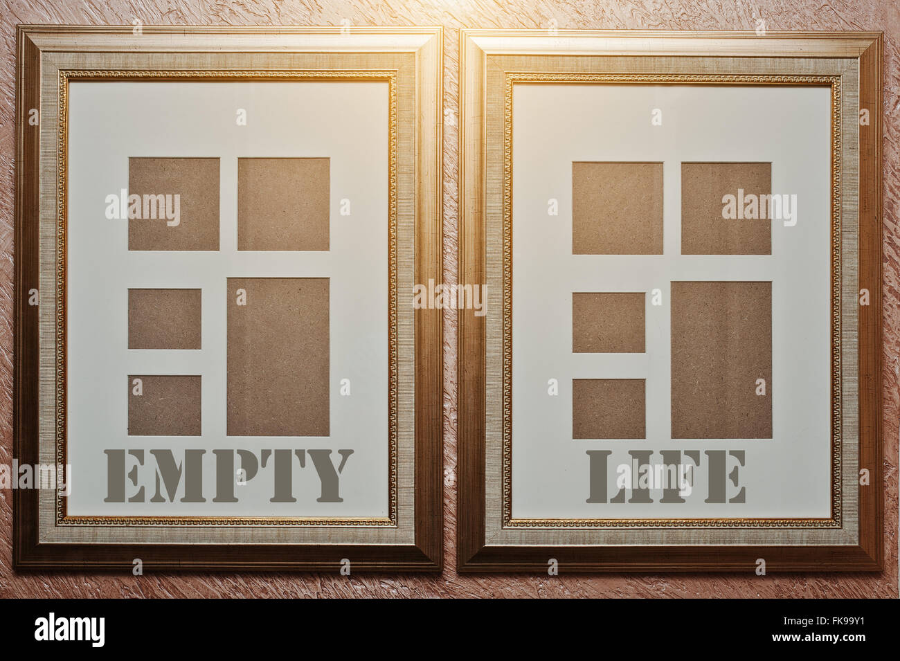 Empty life, concept words on blank picture frame Stock Photo - Alamy