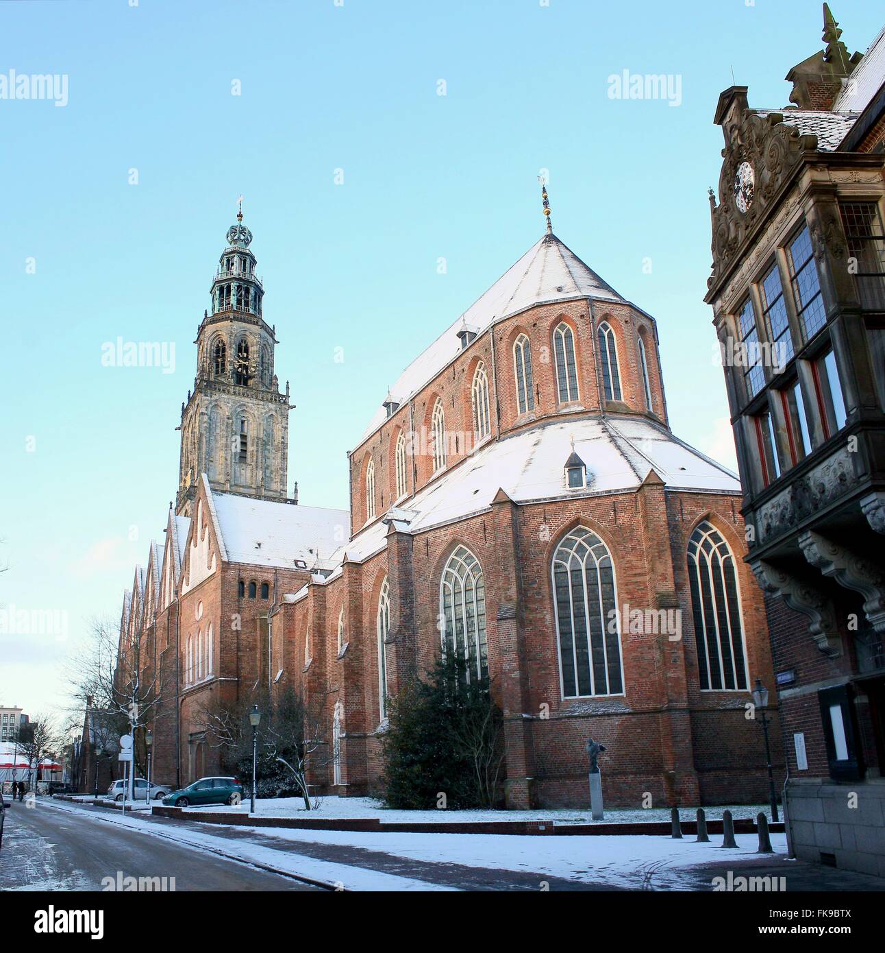 Medieval Martini church and Martinitoren tower in the city center of ...