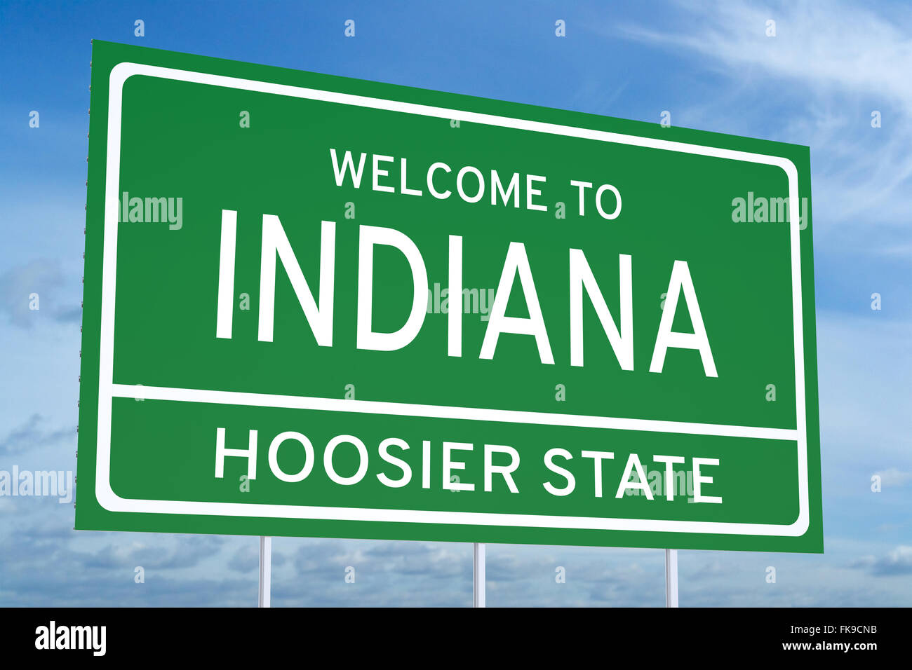 Welcome to Indiana state concept on road sign Stock Photo - Alamy